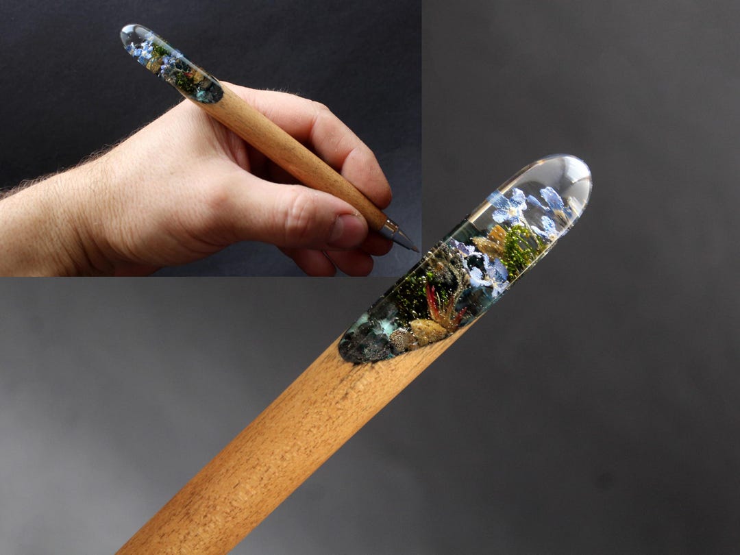 Forget-me-not Flower Wooden Pen: Ballpoint Handmade Resin - Etsy
