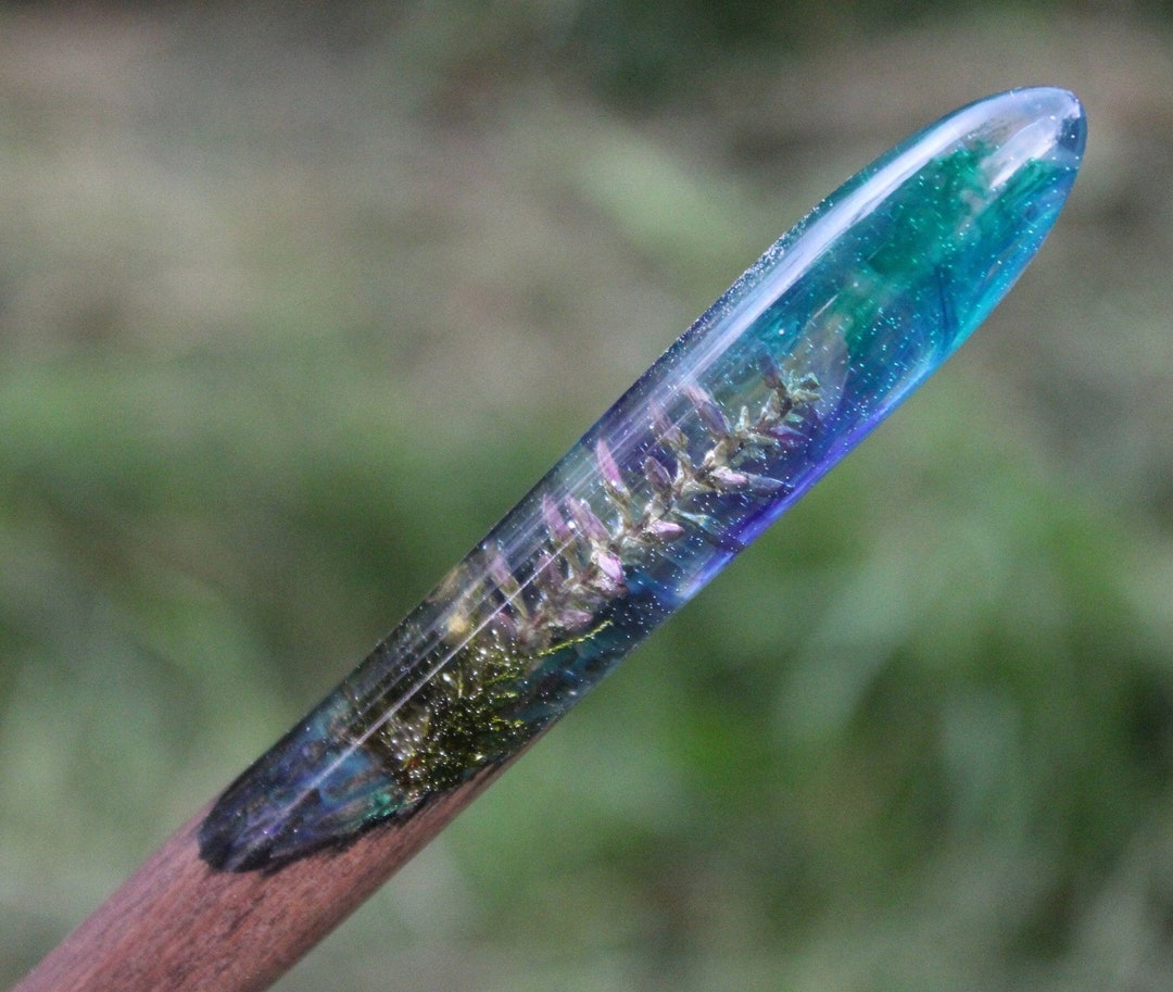 Resin Flower Hair Stick: Pink Heather, Boho Wood Hair Slide - Etsy