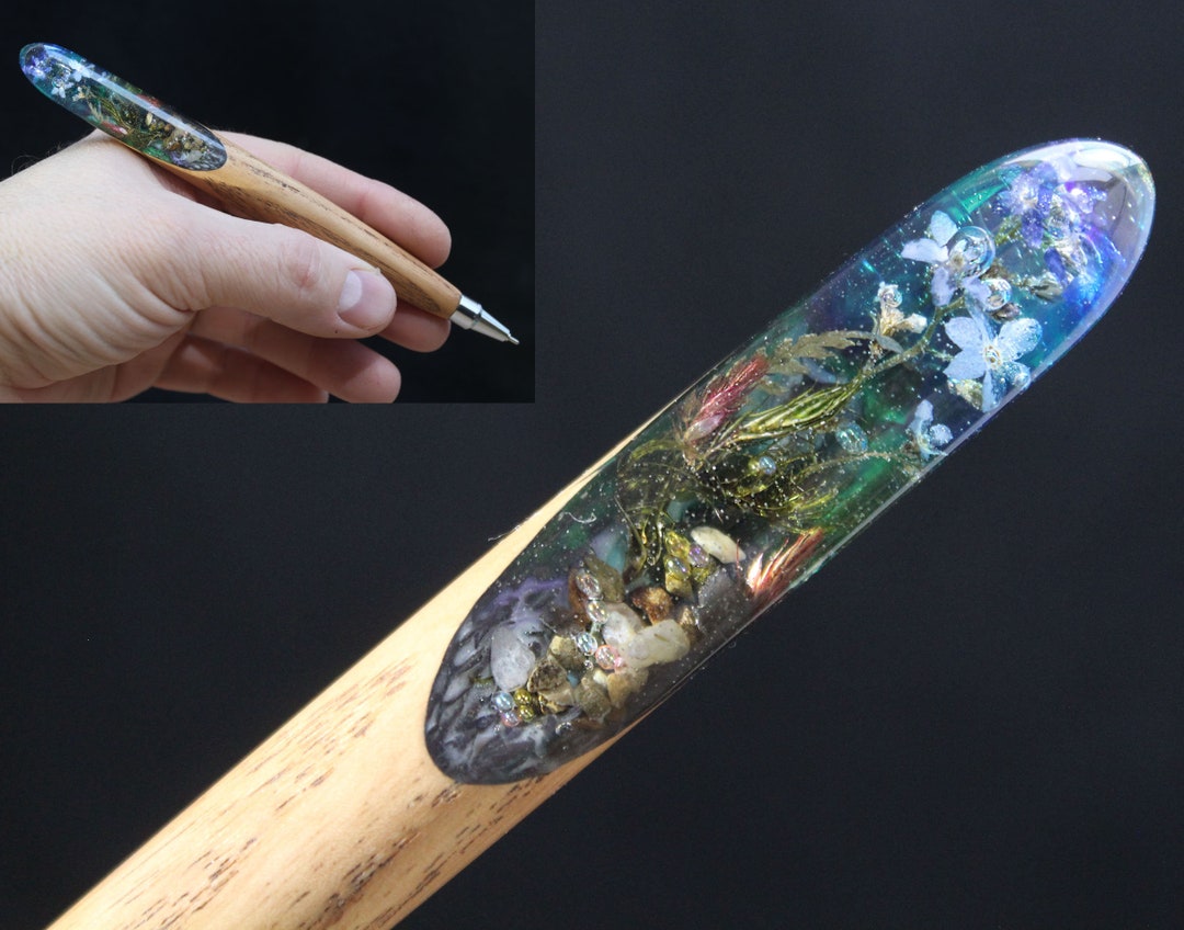 Floral Resin Wooden Pen With Forget-me-not Flowers - Etsy