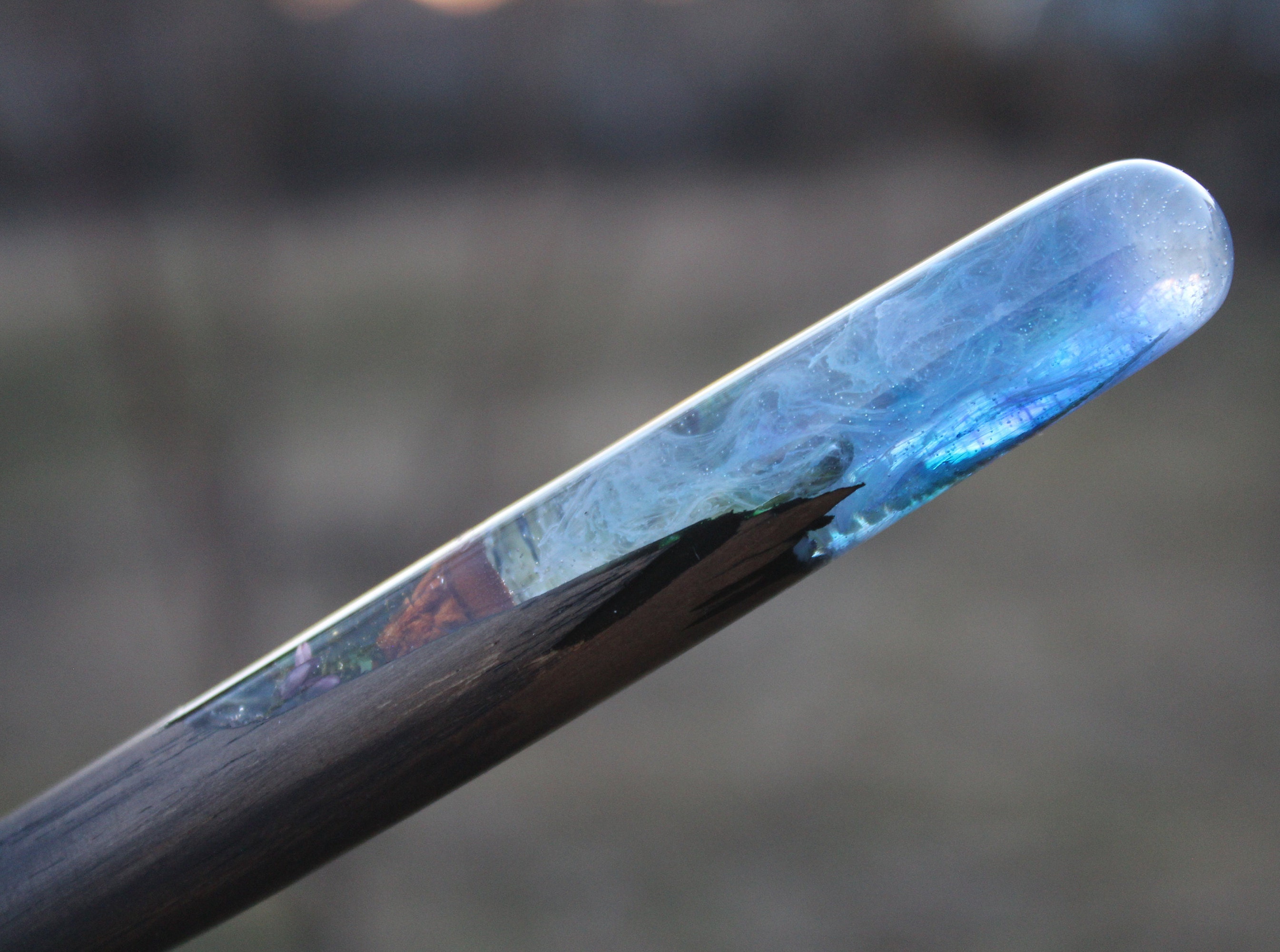 Wood Hair Stick Magic wand Real Mushroom Fern Floral Resin | Etsy