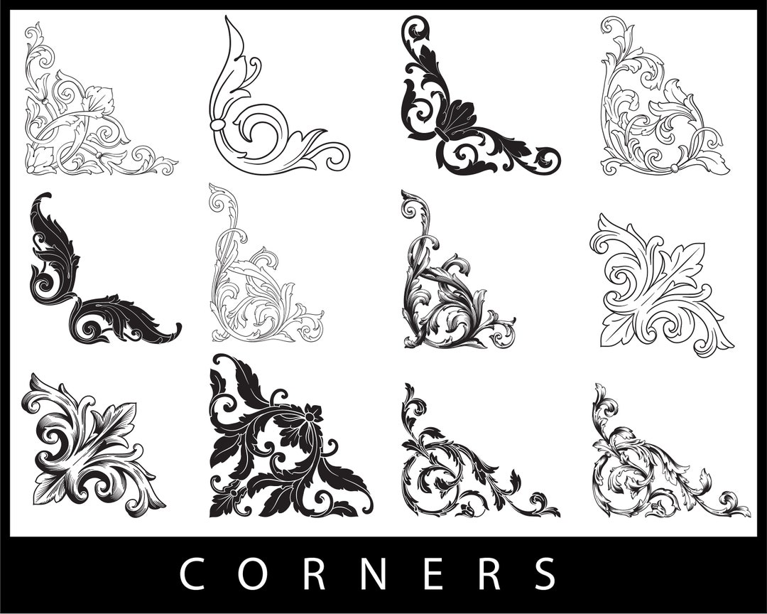 Corner Clipart, Vintage Ornate, Flourish Swirl, Border Svg, Corner Svg ...