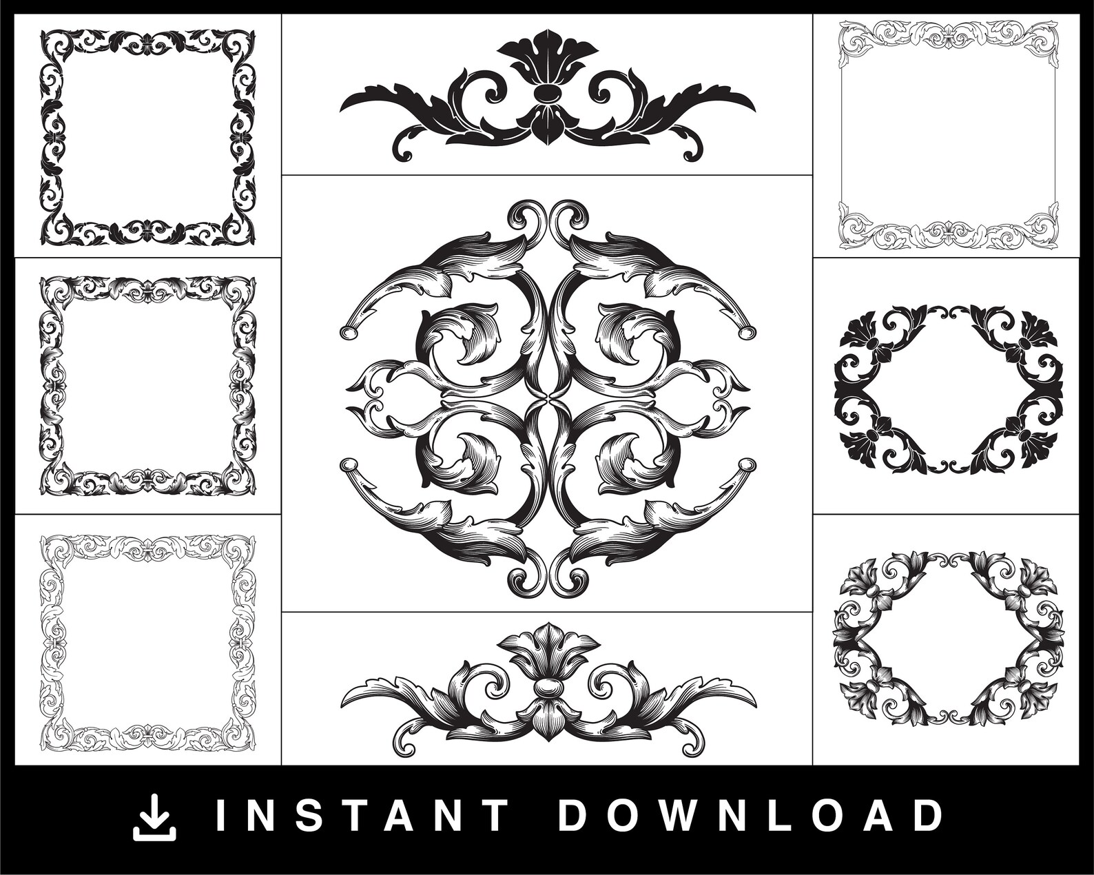 Digital Frames Svg, Borders Clip Art Svg, Digital Labels Vector, Basic ...