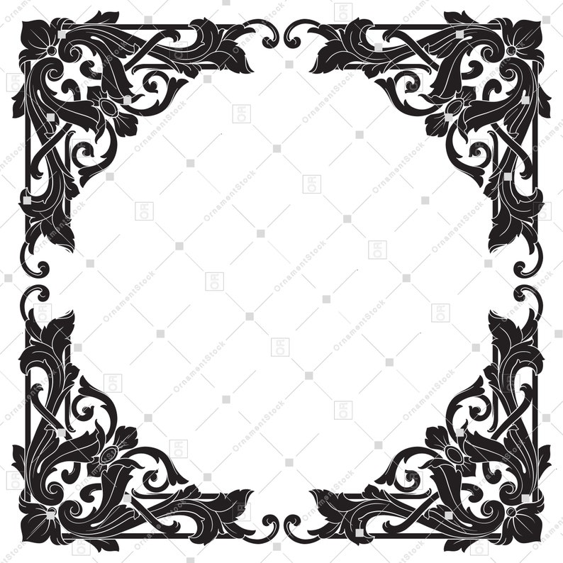 Baroque Svg Damask Clip Art Scroll Clipart Frame Swirl - Etsy Australia