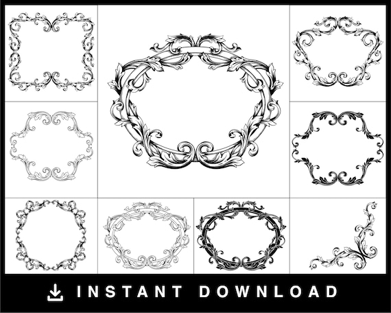 Vintage Antique Frame SVG Clipart Monogram SVG Vintage | Etsy