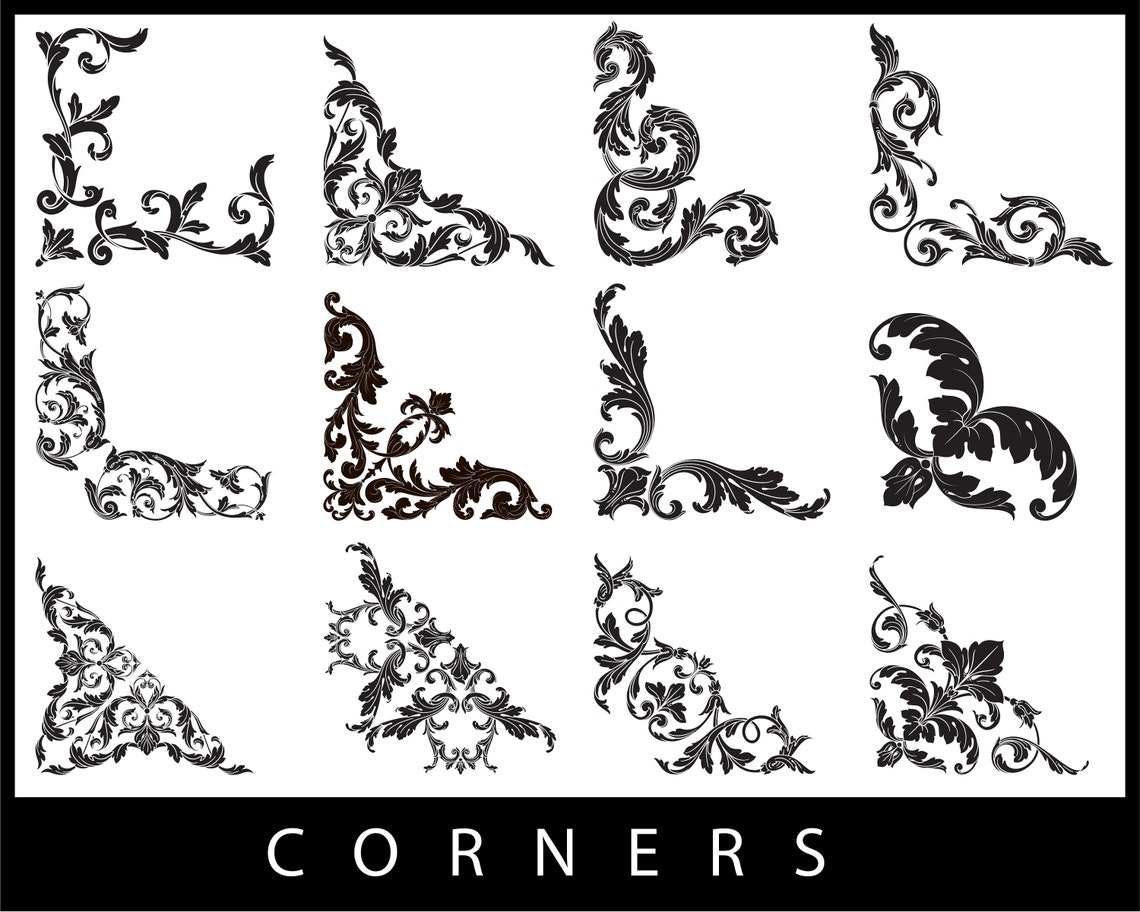 Baroque SVG Clipart and Corner Svg. Floral Svg Floral Wreath - Etsy Canada