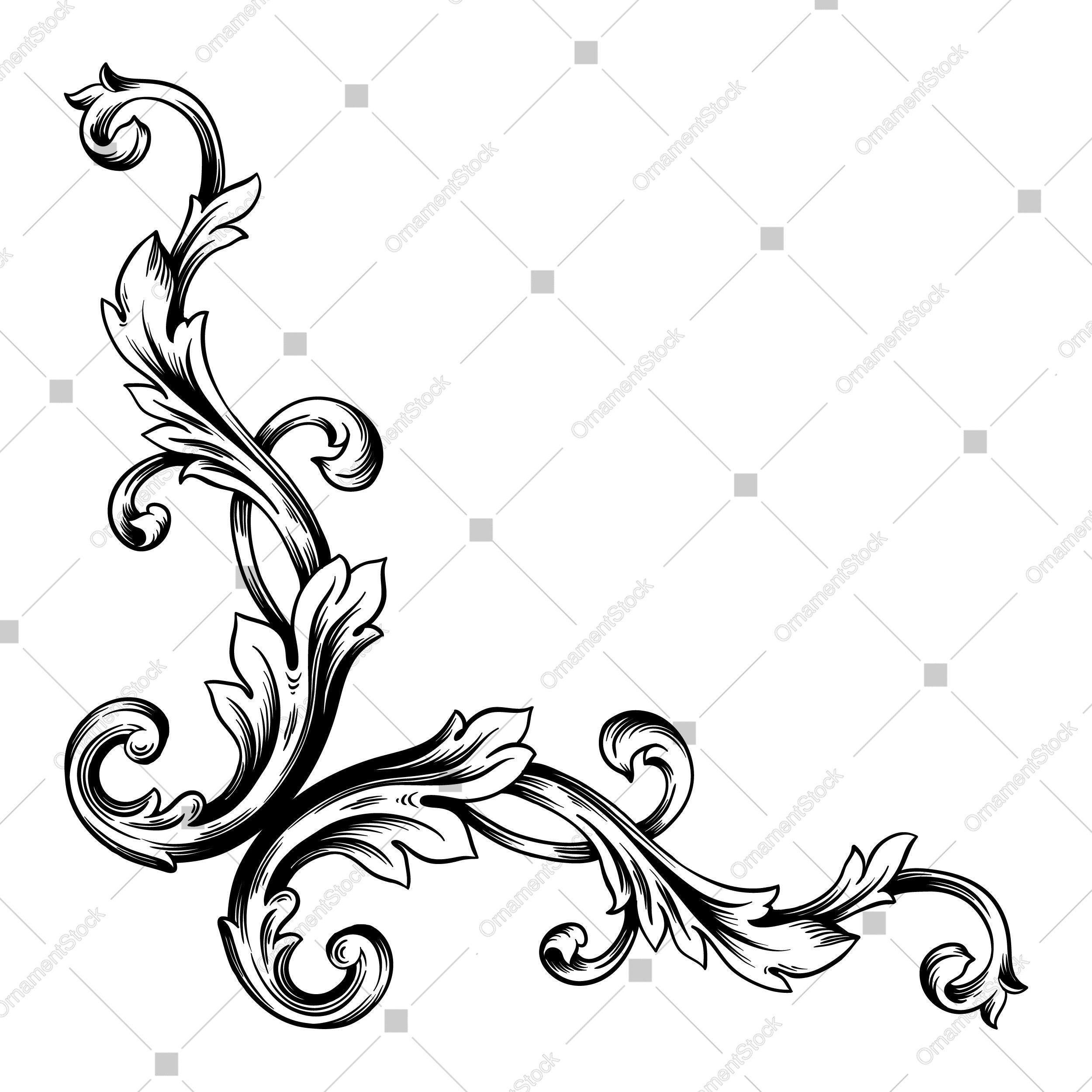 Barock svg Ecke svg Bundle florale Ecke svg Ornament svg - Etsy.de