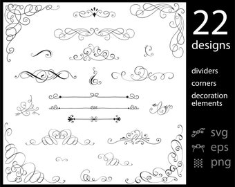 Hand Drawn Divider SVG PNG Nature Flower Leaf Ornament Text - Etsy