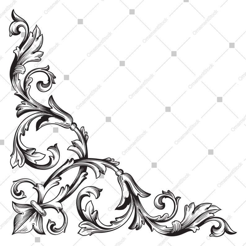 Baroque Svg Corner Svg Bundle Floral Corner Svg Ornament Etsy Canada