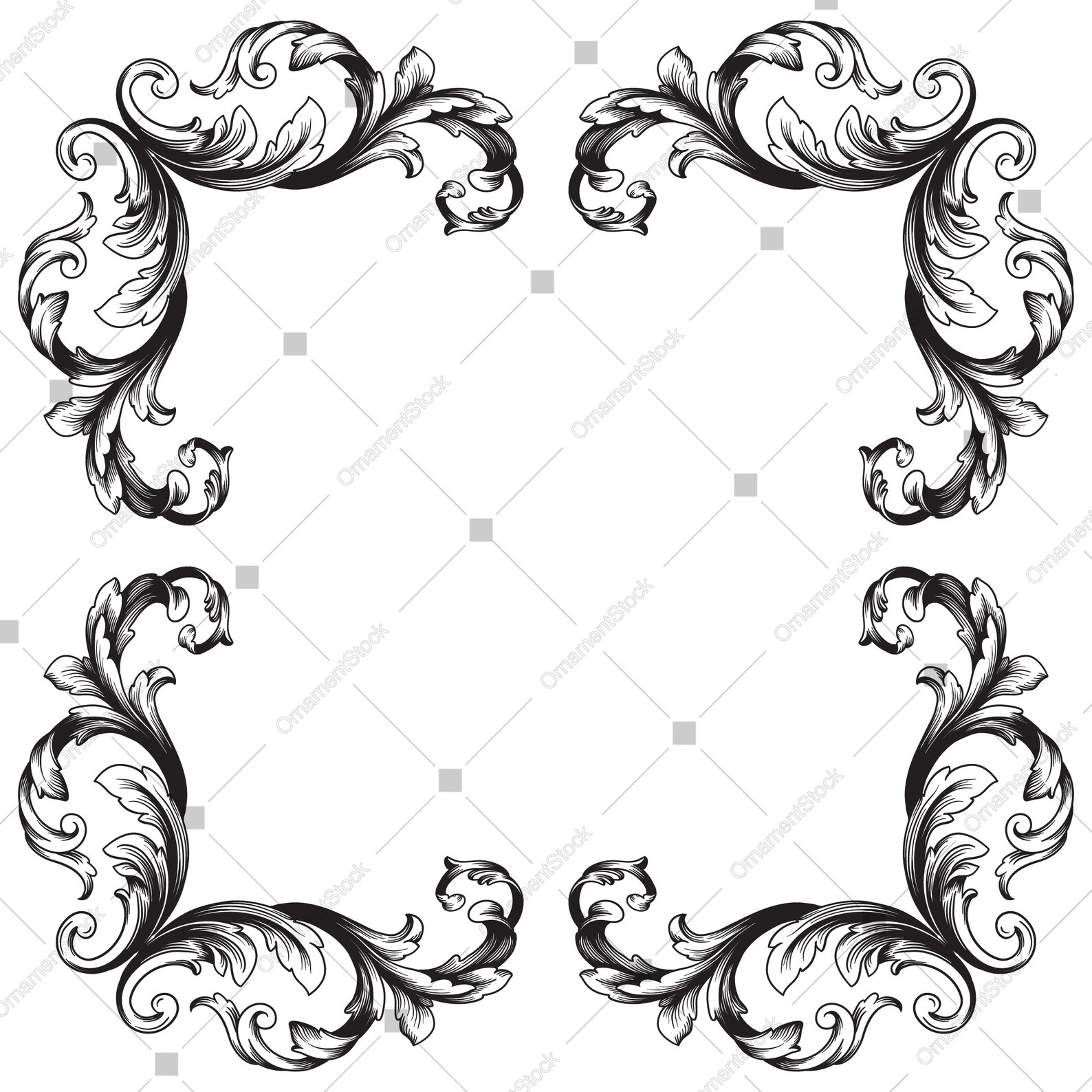 Vintage Baroque Frame SVG Clipart, Monogram SVG, Vintage Vector French ...