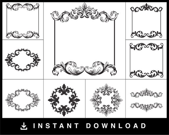 Damask Frames Clip Art