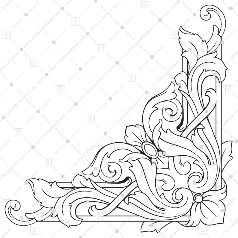Baroque Svg Damask Clip Art Scroll Clipart Frame Swirl - Etsy Australia