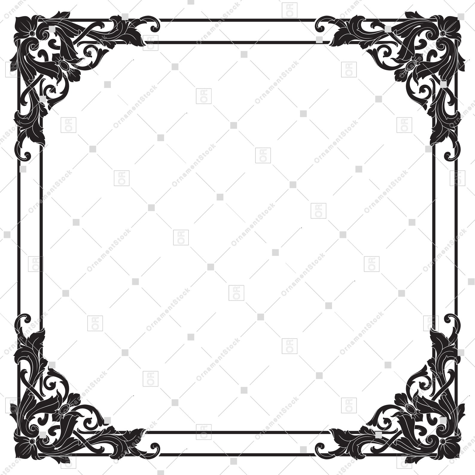 Baroque Svg Damask Clip Art Scroll Clipart Frame Swirl - Etsy