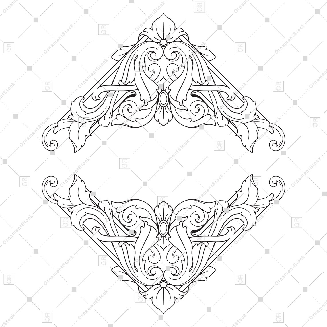 Baroque Svg Damask Clip Art Scroll Clipart Frame Swirl - Etsy