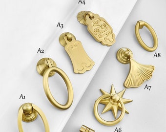 Flower Knob Solid Brass Knob Branch Cabinet Pulls Drawer Knob Dresser Pull Knobs Handles Kitchen ...