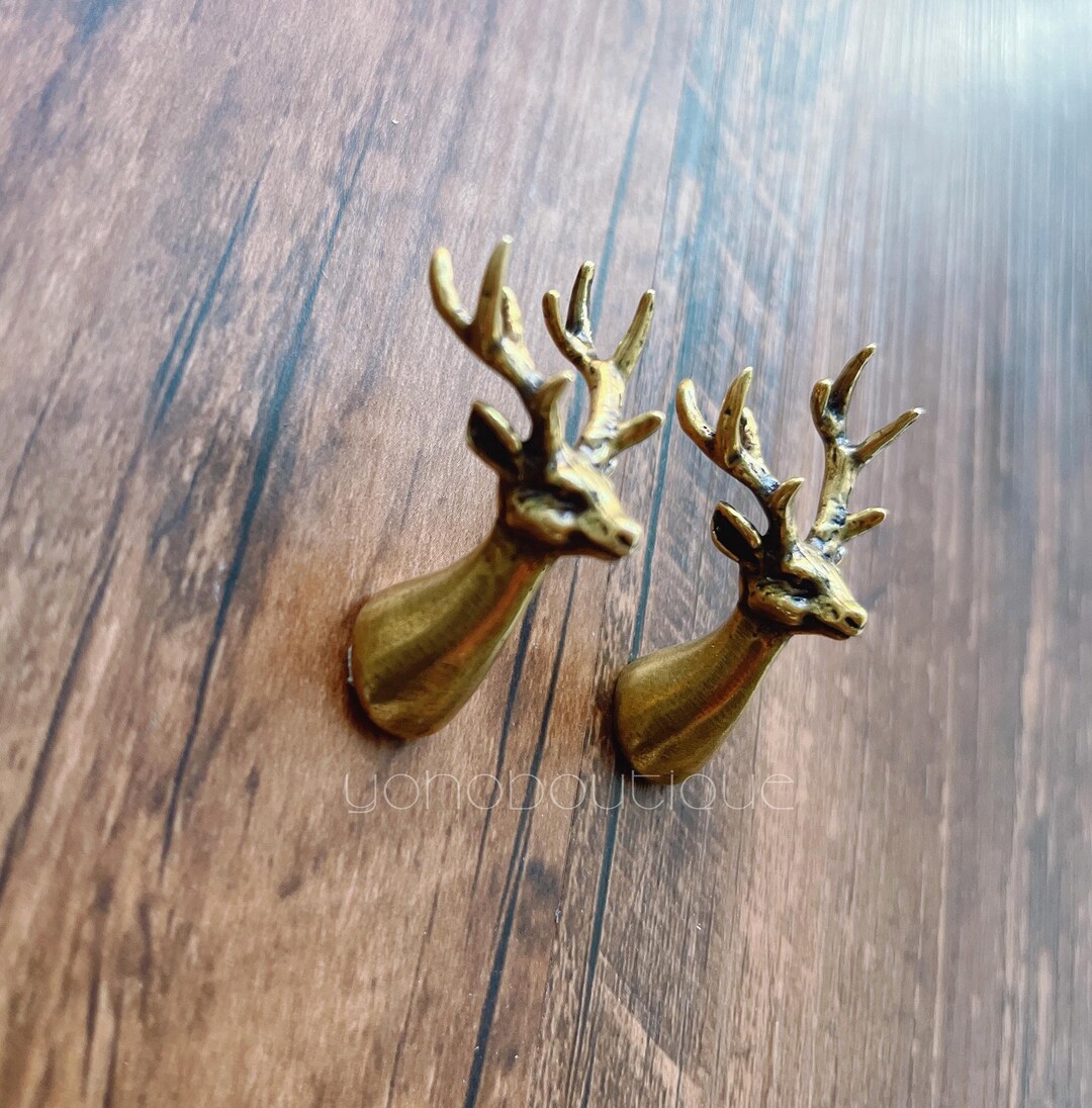 Solid Brass Deer Knob: Cabinet, Drawer, Dresser Pull - BHK1061 -BHK1061 ...