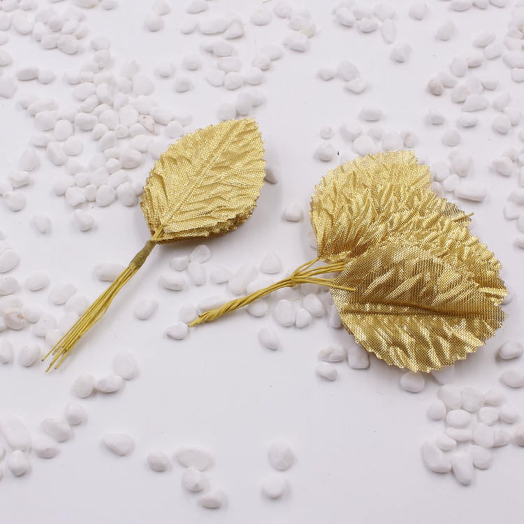 120 Pieces Artificial Leaf Gold Leaf for Millinery Crafting ...