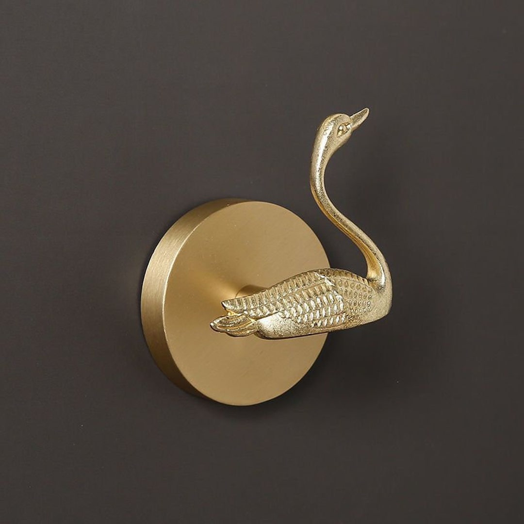 Swan Solid Brass Hook Wood Wall Hooks Coat Hook Key Hooks Towel Hook ...