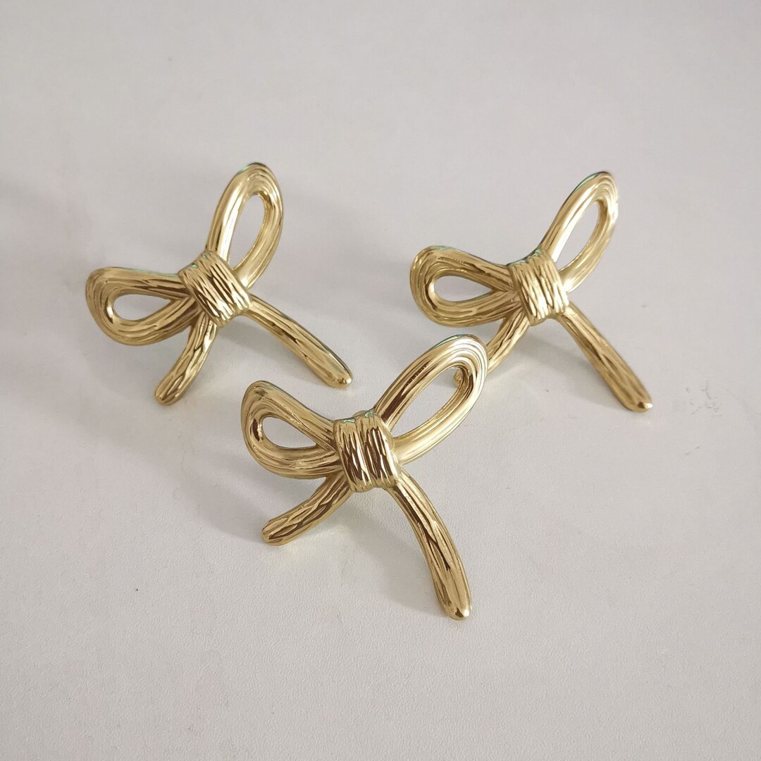 Bow Knob Solid Brass Knob Maple Cabinet Pulls Drawer Knob Dresser Pull ...