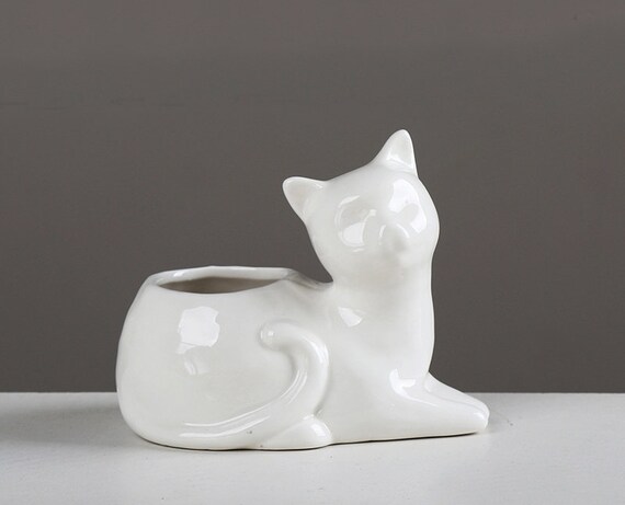 Cat Ceramic Flower Pot Succulent Ceremic Planter Pottery Home | Etsy