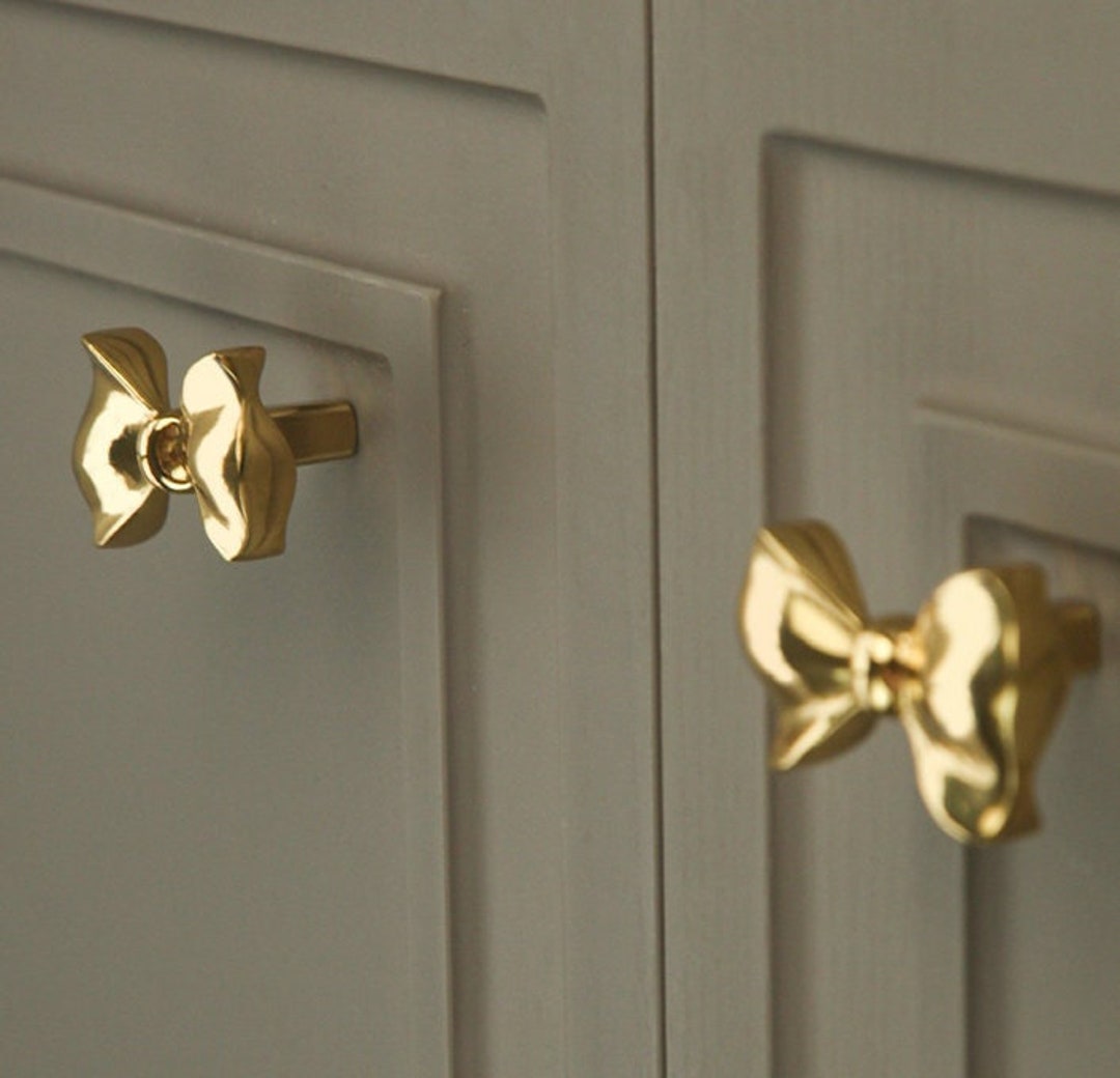 Bow Knob Solid Brass Knob Cabinet Pulls Drawer Knob Dresser Pull Knobs Handles Kitchen Knobs ...