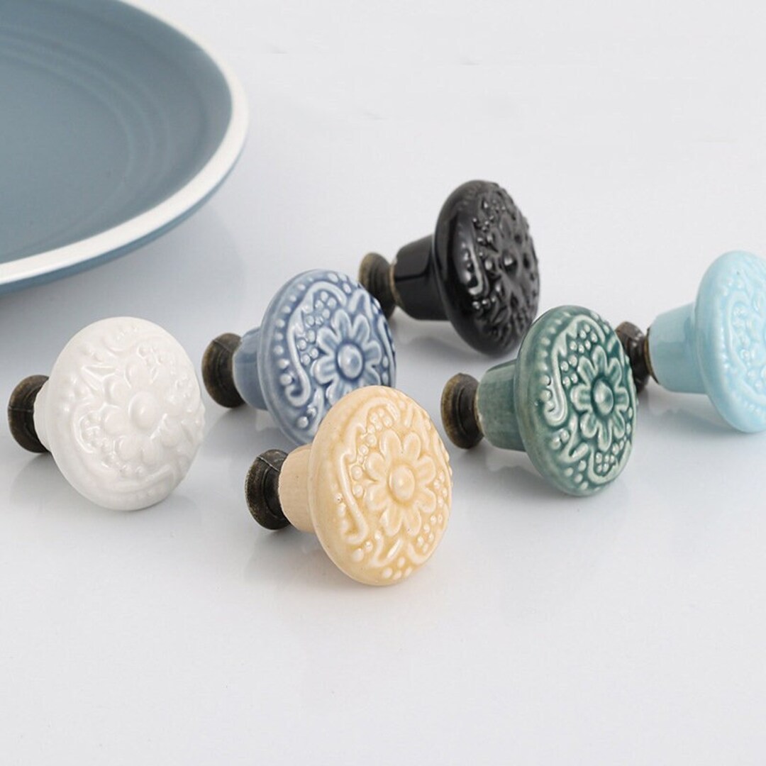 Ceramic Knob Vintage Porcelain Cabinet Pulls Drawer Knob Dresser Pull Knobs Handles Kitchen ...