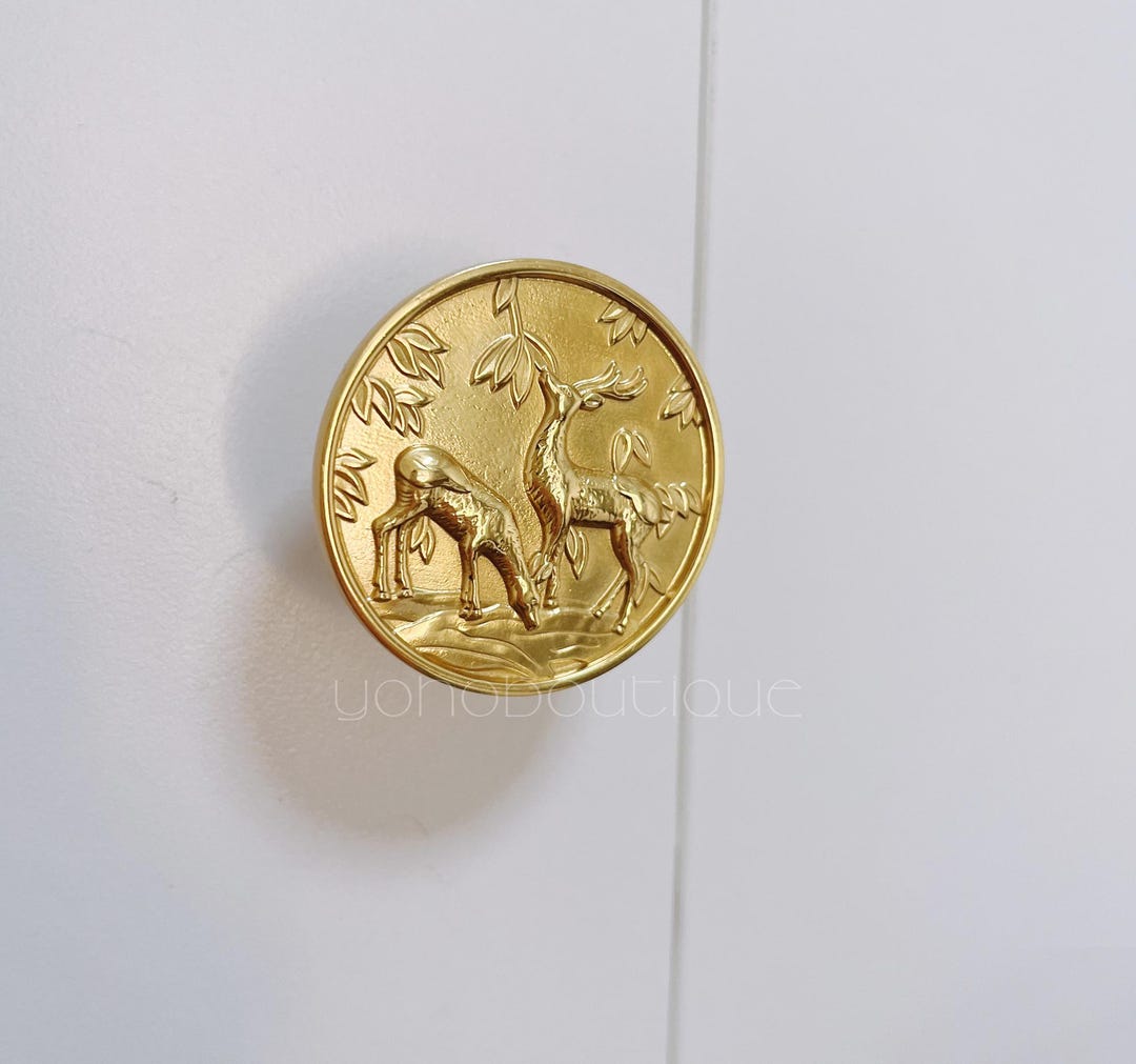 Deer Knob Solid Brass Cabinet/drawer Pull: 1.57" Round -BHK899 - Etsy