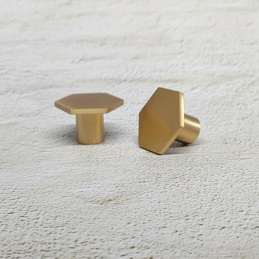 Hexagon Knob Solid Brass Knob Cabinet Pulls Drawer Knob Dresser Pull ...