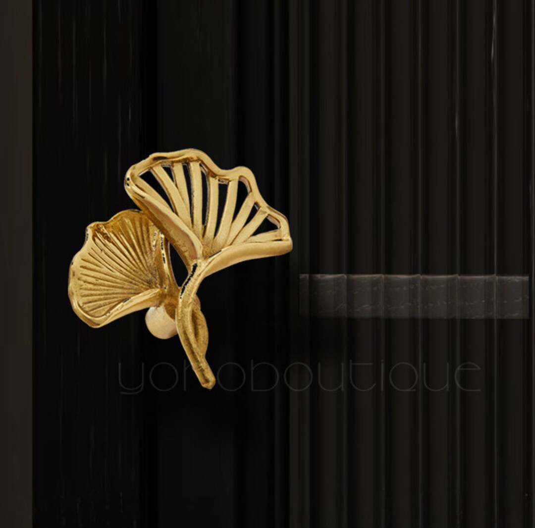 Leaf Knob Solid Brass Knob Cabinet Pulls Drawer Knob Dresser Pull Knobs ...