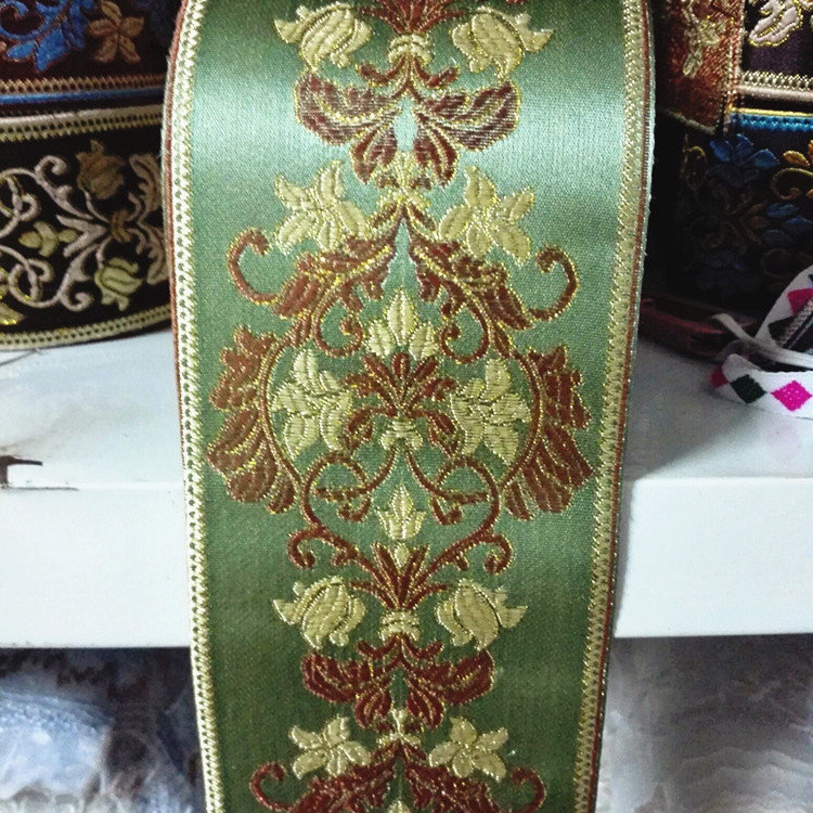 80mm Wide Flower Embroidery Jacquard Band Woven Ribbon Sewing - Etsy