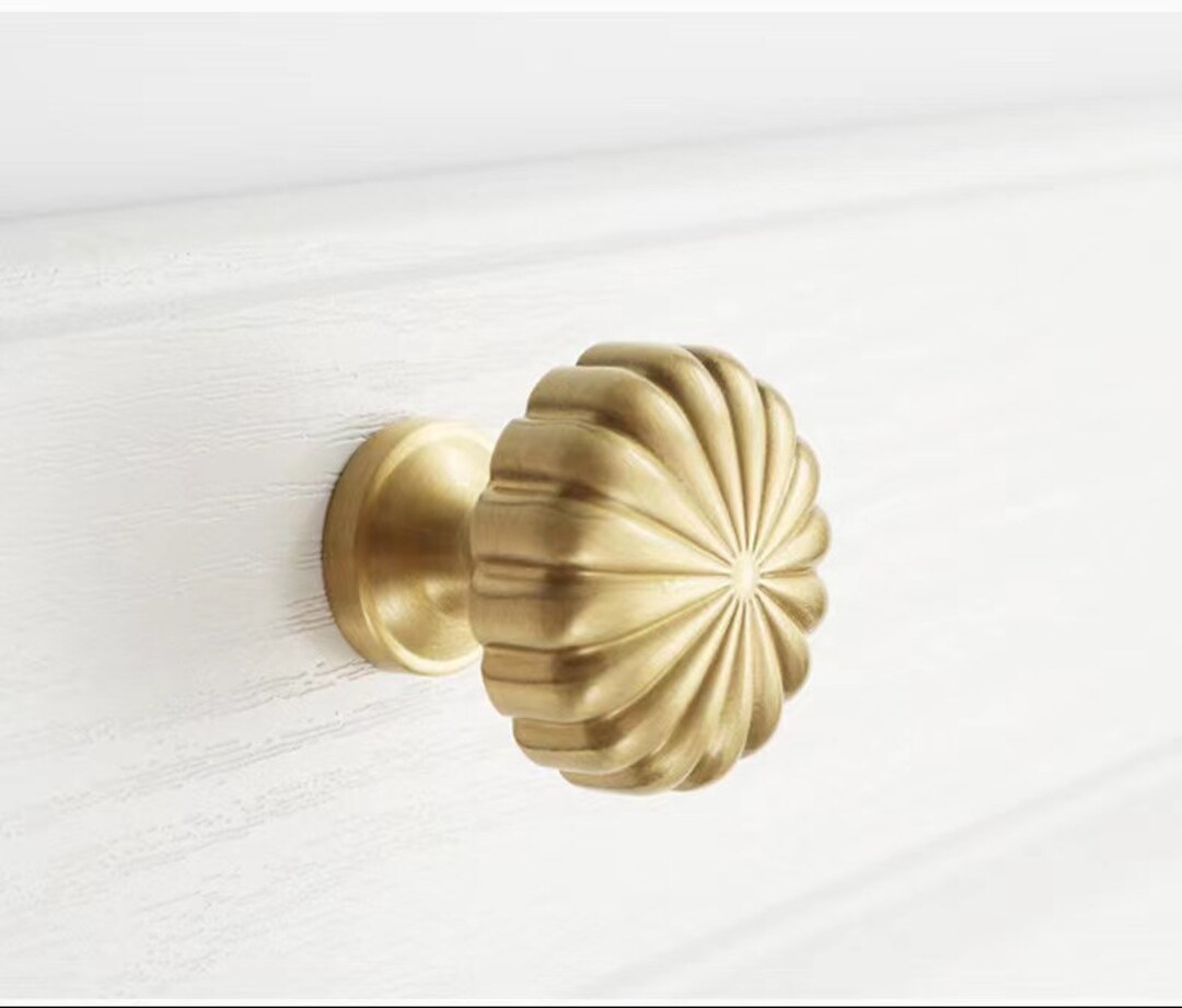 Solid Brass Knob Round Cabinet Pulls Drawer Knob Dresser Pull Knobs ...
