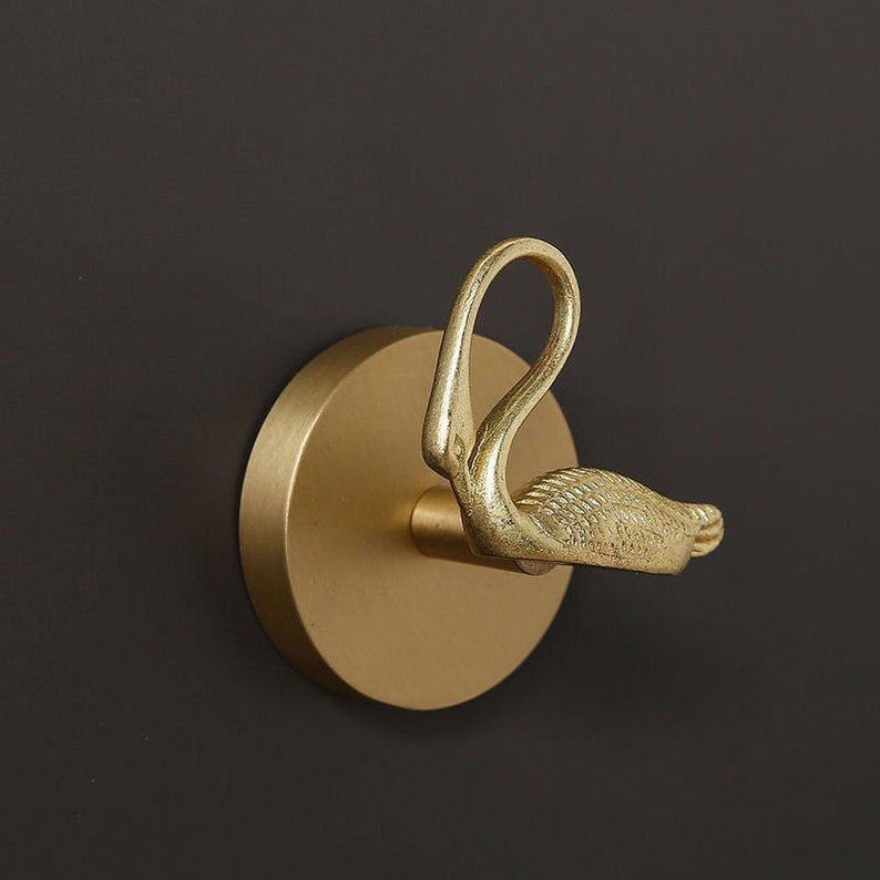 Swan Solid Brass Hook Wood Wall Hooks Coat Hook Key Hooks Towel Hook Wall Hanger QHK102 - Etsy