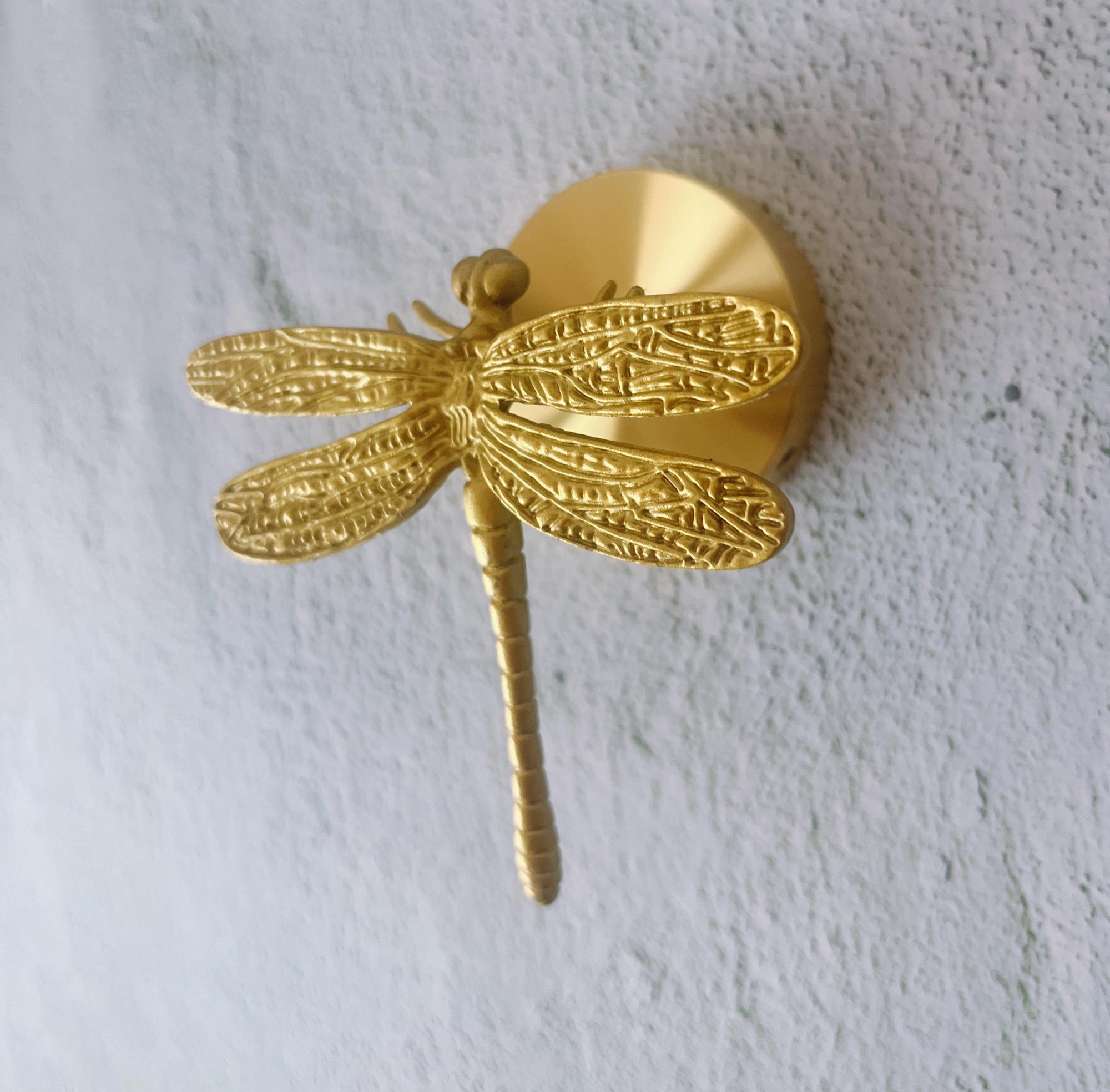 Solid Brass Dragonfly Wall Hook: Coat, Key, Towel Hanger -QHK098 - Etsy