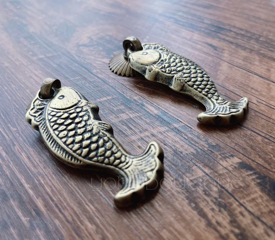 Vintage Bronze Fish Pulls Metal Drawer Knob Dresser Pull Knobs Kitchen ...