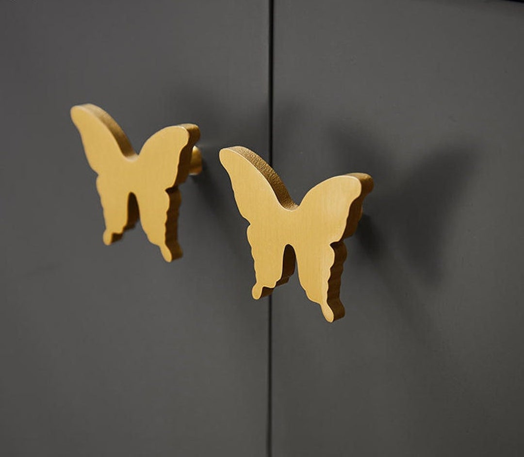 Butterfly Knob Solid Brass Knob Cabinet Pulls Drawer Knob Dresser Pull Knobs Handles Kitchen ...