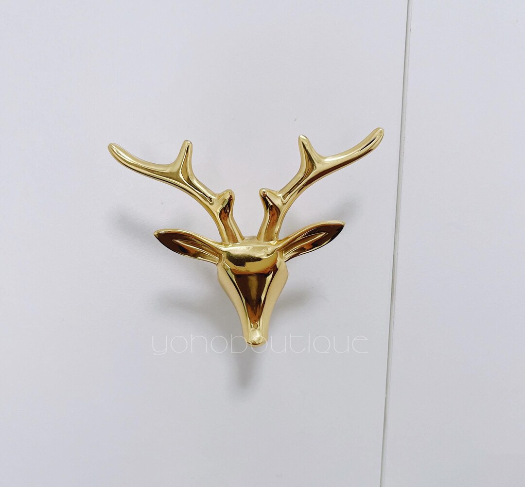 Deer Knob: Solid Brass Cabinet Drawer Pull -BHK889 - Etsy