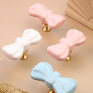 Pink Bow Ceramic Cabinet Knob - Dresser Drawer Pull -BHK667 - Etsy