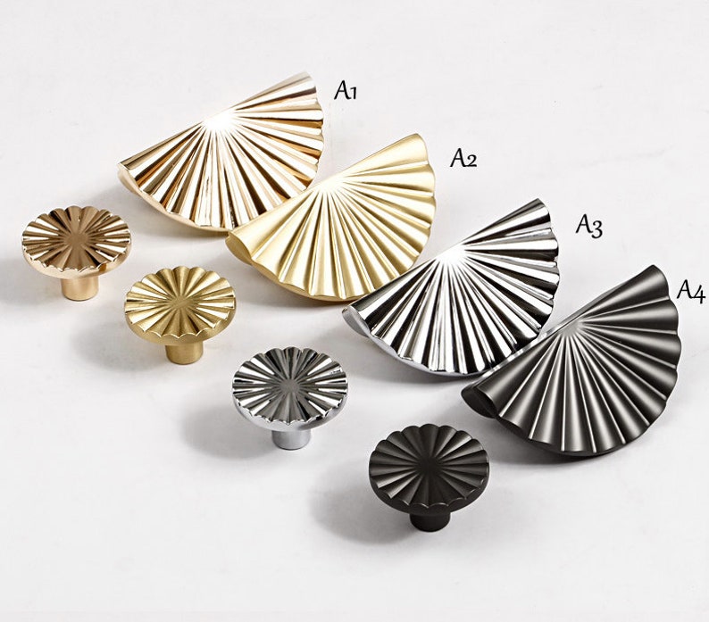 Semi Circle Fan Shape Pulls Gold Chrome Metal Drawer Knob - Etsy
