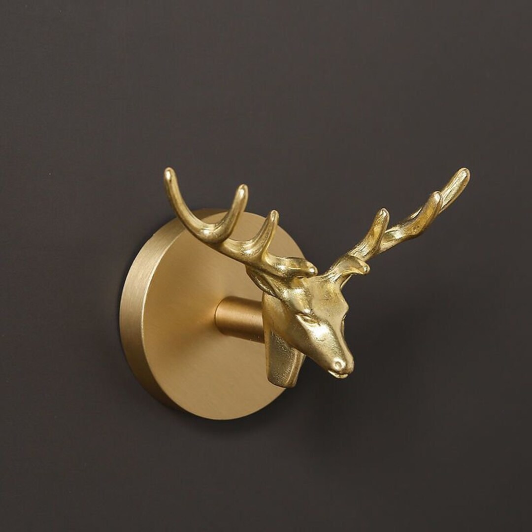 Deer Solid Brass Hook Wood Wall Hooks Coat Hook Key Hooks Towel Hook ...