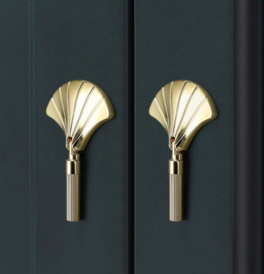Nordic Style Fan Pull Gold Cabinet Pulls Drawer Knob Dresser Pull Knobs ...