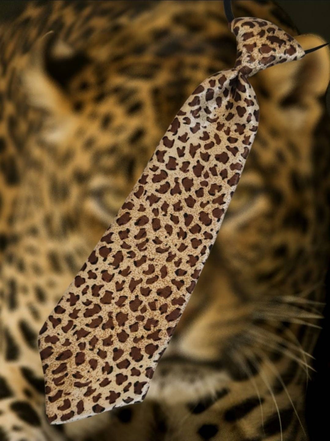 Leopard Satin Tie - Leopard Print Pretied Tie for Kids Boy Toddler or ...