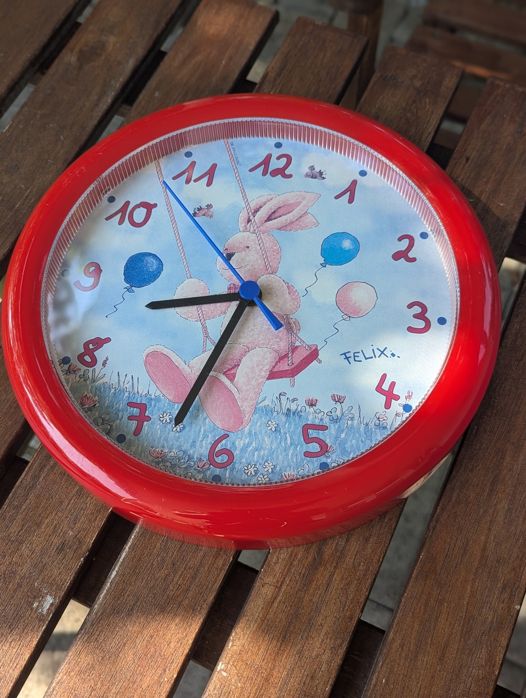 Vintage Felix Children Wall Clock Red - Etsy