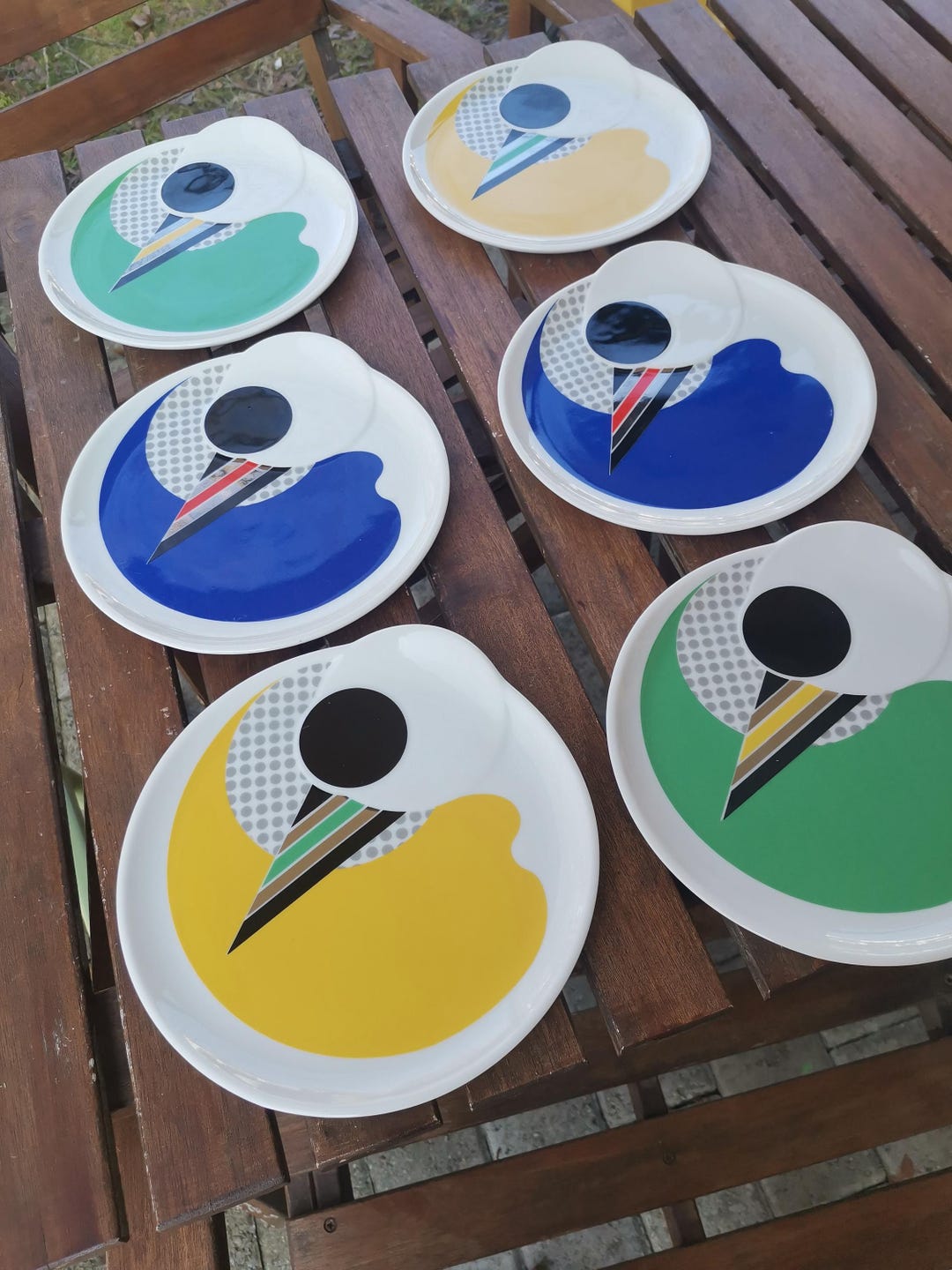 Vintage 1980s Memphis Style Plates: Kato Kogei, Set of 6 - Etsy