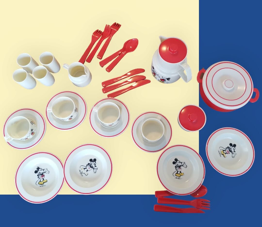 Vintage Mickey Mouse Picnic Set Red and White Retro Disney - Etsy