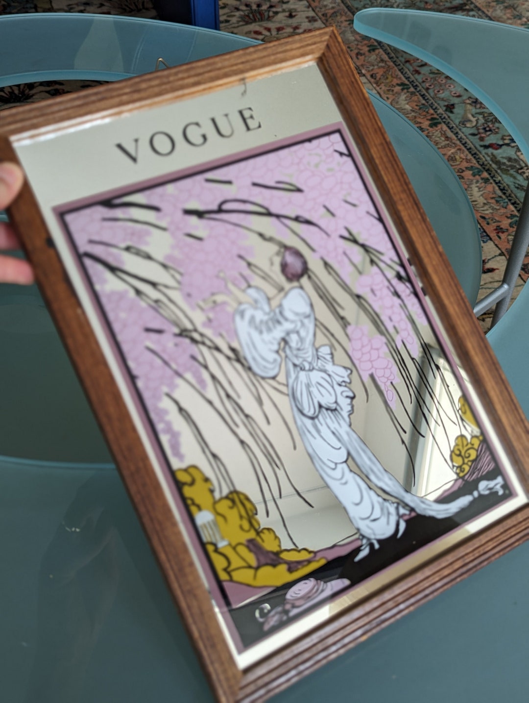 Art Deco Vintage Vogue Advertising Mirror, 70's Wall Decor, Retro ...