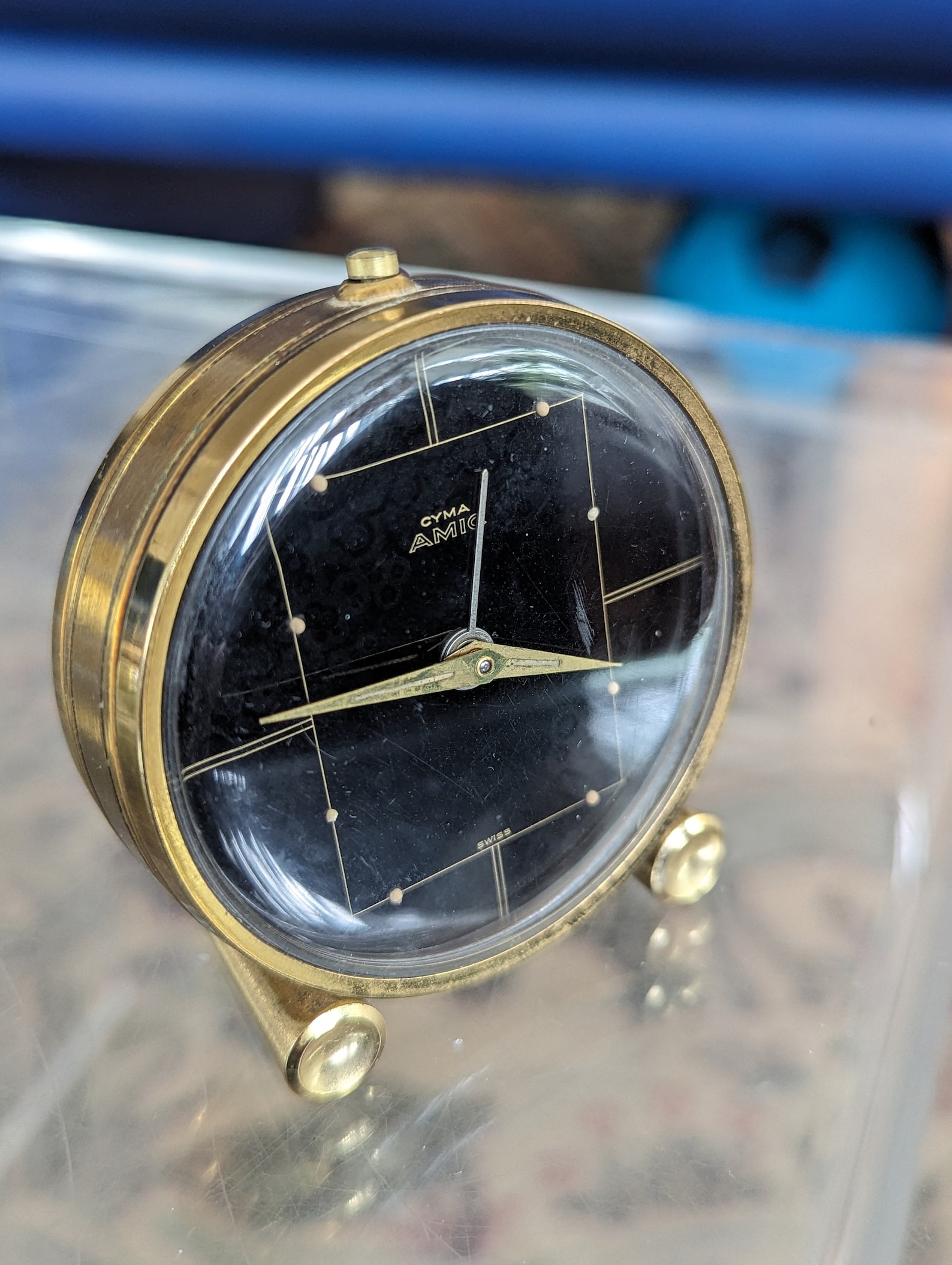 Cyma Amic 1950's Vintage Mechanical Wind up Alarm Clock Swiss Made Mid ...