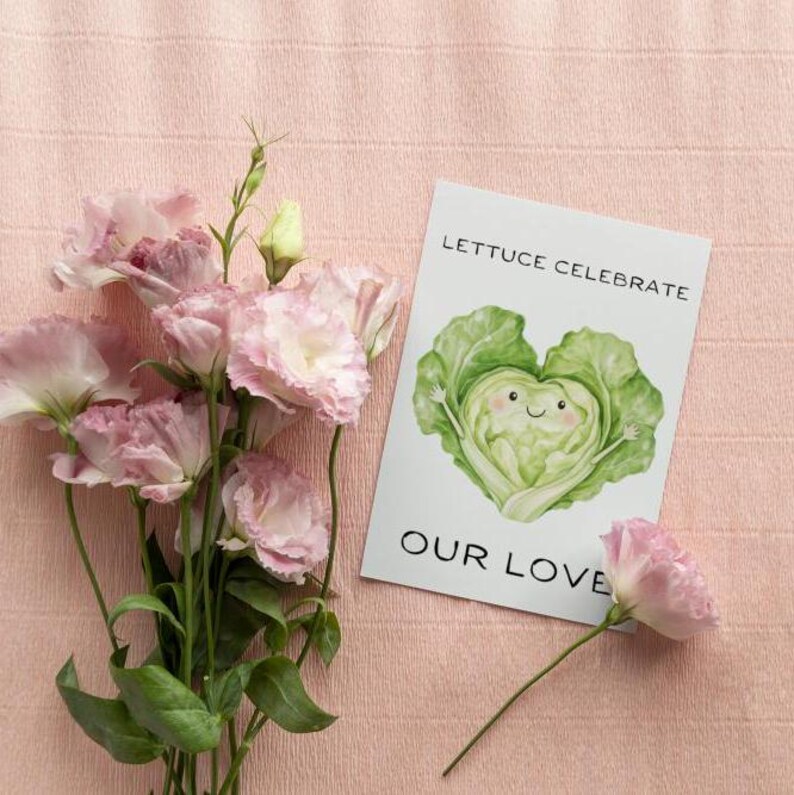 Lettuce Celebrate Love Card Printable Funny Veggie Card Vegan Valentine ...