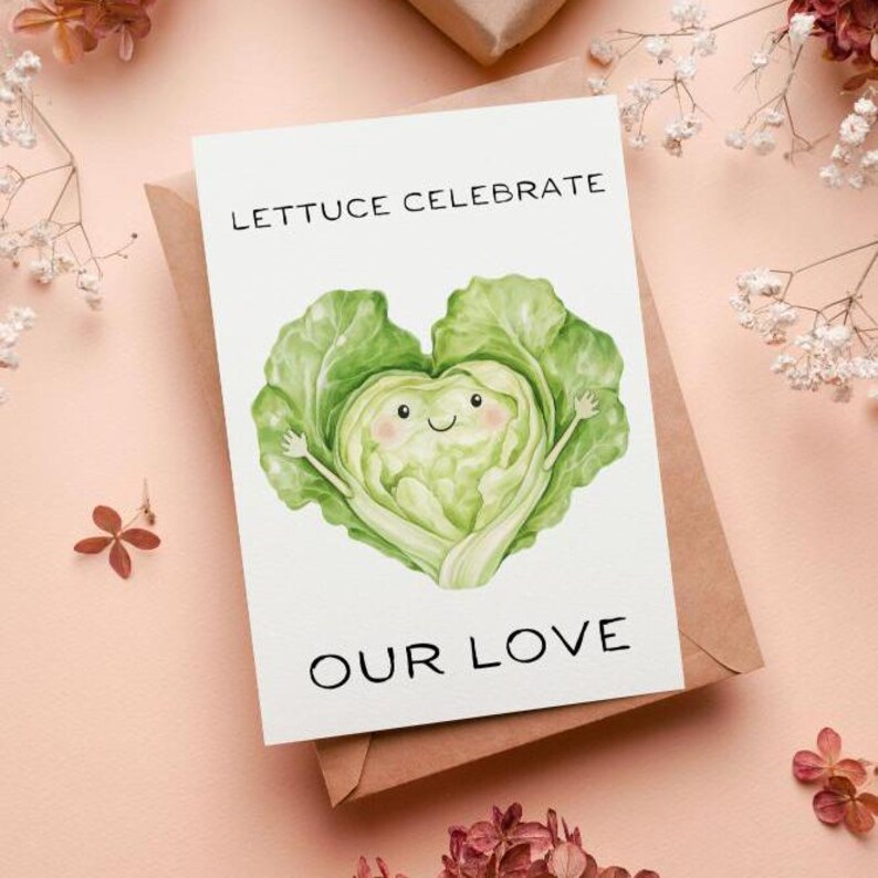Lettuce Celebrate Love Card Printable Funny Veggie Card Vegan Valentine ...
