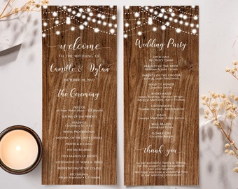 Printable Rustic Wedding Program Template Editable Order of - Etsy