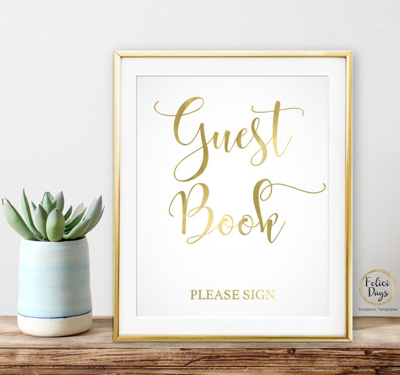 Guest Book Gold Sign Gold Wedding Sign Printable Guest Book - Etsy
