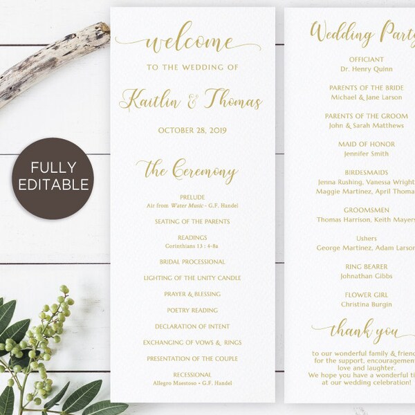 Rustic Wedding Program - Etsy